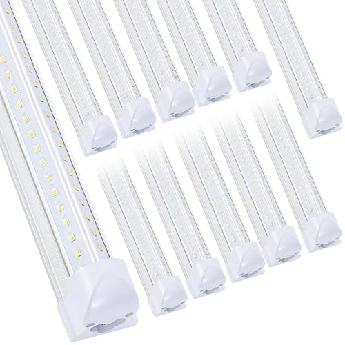 12-Pack 8ft LED Shop Light Fixture - 100W T8 Integrated LED Tube Light ...