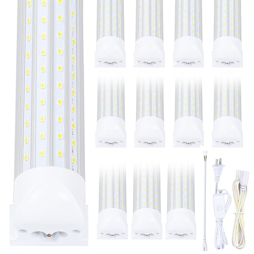 12-Pack, 8FT LED Shop Light Fixture, 144W 5000K T8 Integrated LED Tube ...