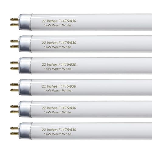 22 Inch T5 Fluorescent Light Bulb 14 Watt F14T5/WW Compatible with Sylvania Satco Philips GE ...