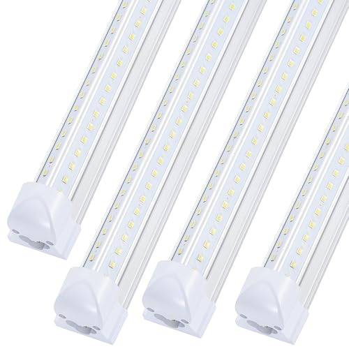 4-Pack 8ft LED Shop Light Fixture - 100W T8 Integrated LED Tube Light ...