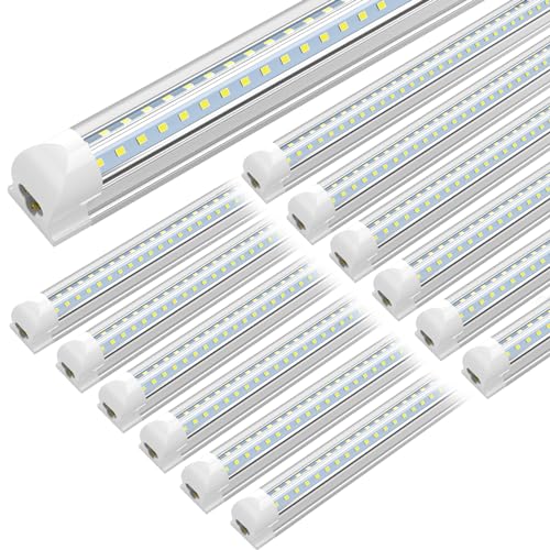 8FT LED Shop Light Fixture - 72W 7200LM, 6000K Cool White, Dual Row V ...