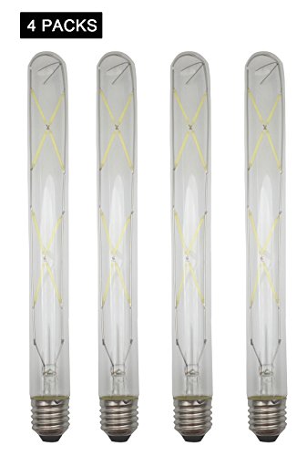 JCKing 4-Pack 8W E26 LED Filament Tube Light Bulb, Tube Shape Bullet ...