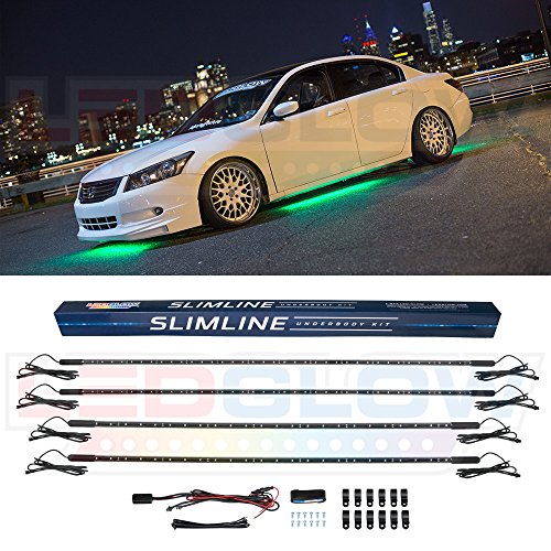LEDGlow 4pc Green Slimline LED Underbody Underglow Accent Neon Lighting ...